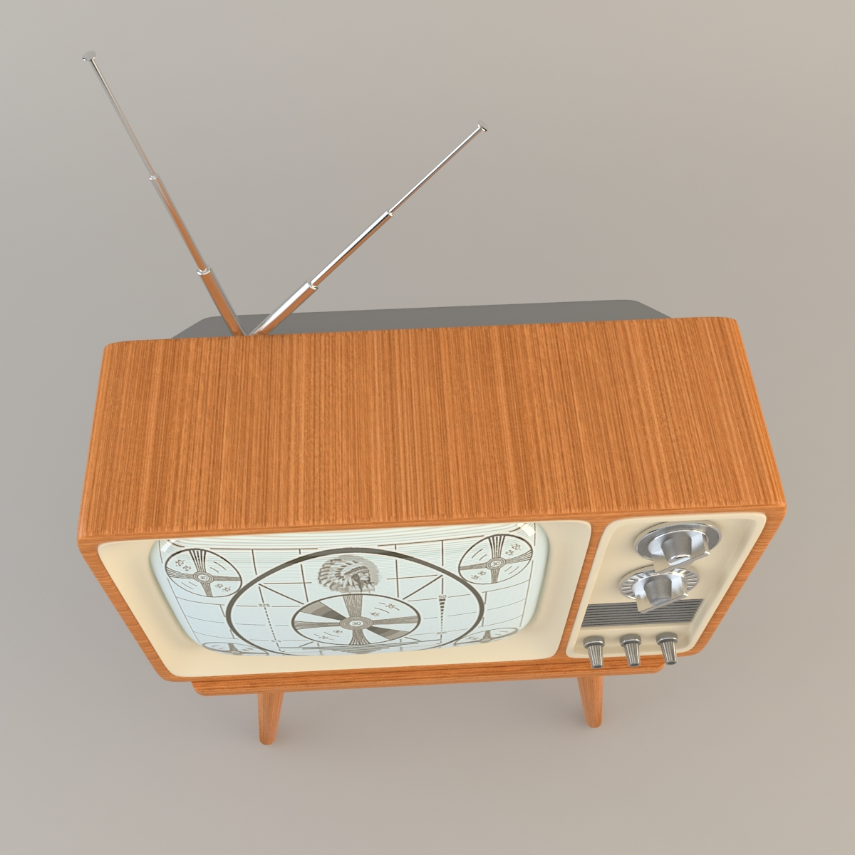 3d retro tv set model