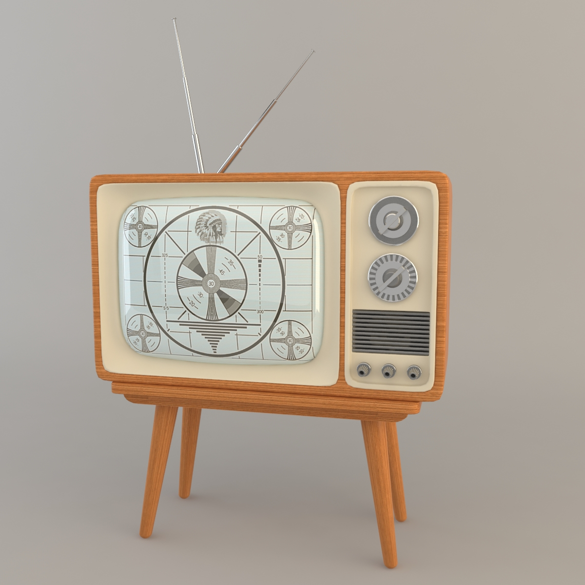 3d retro tv set model