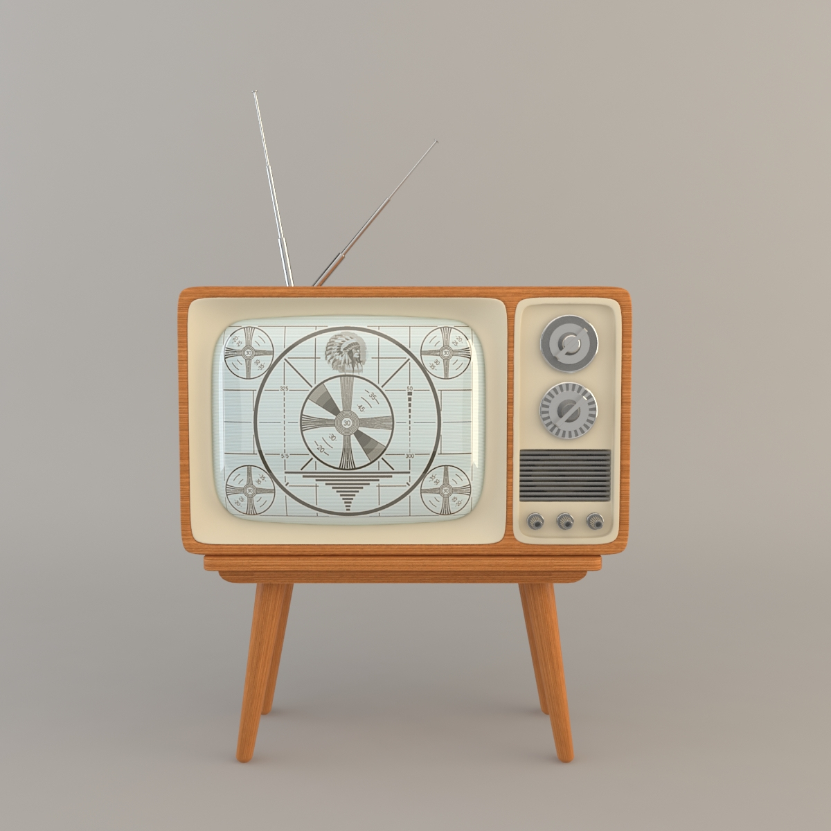 3d retro tv set model
