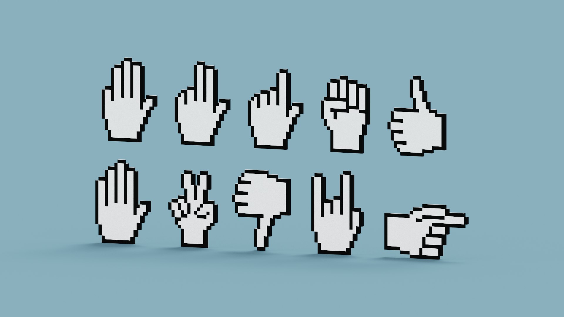 Pixel Hand Icons 3D Model - TurboSquid 2026546