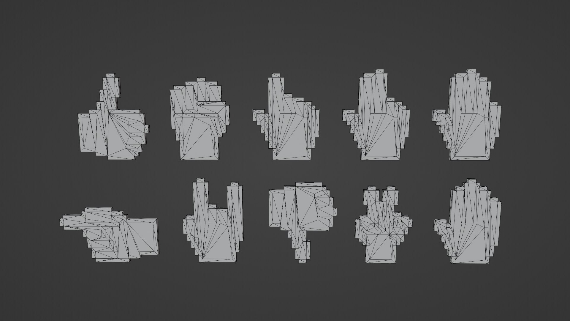 Pixel Hand Icons 3D Model - TurboSquid 2026546