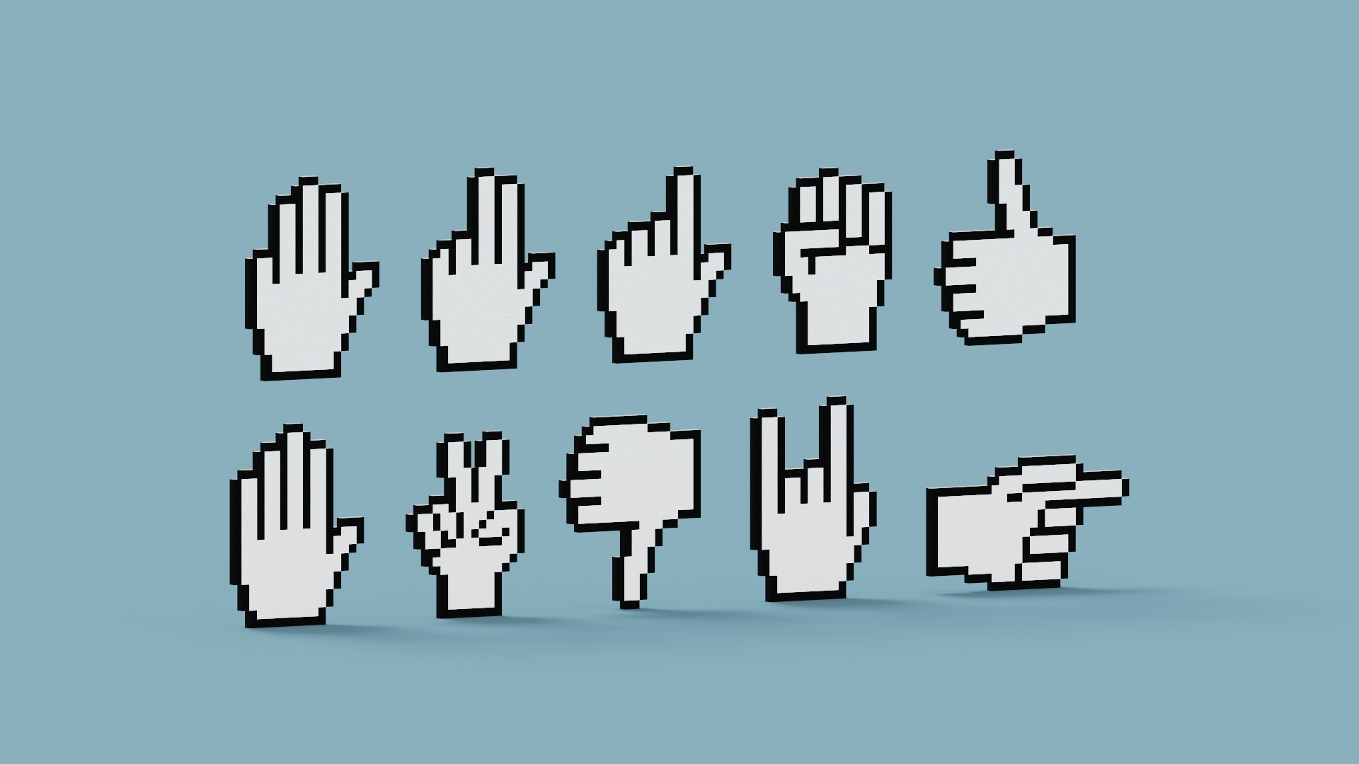 Pixel Hand Icons 3D Model - TurboSquid 2026546