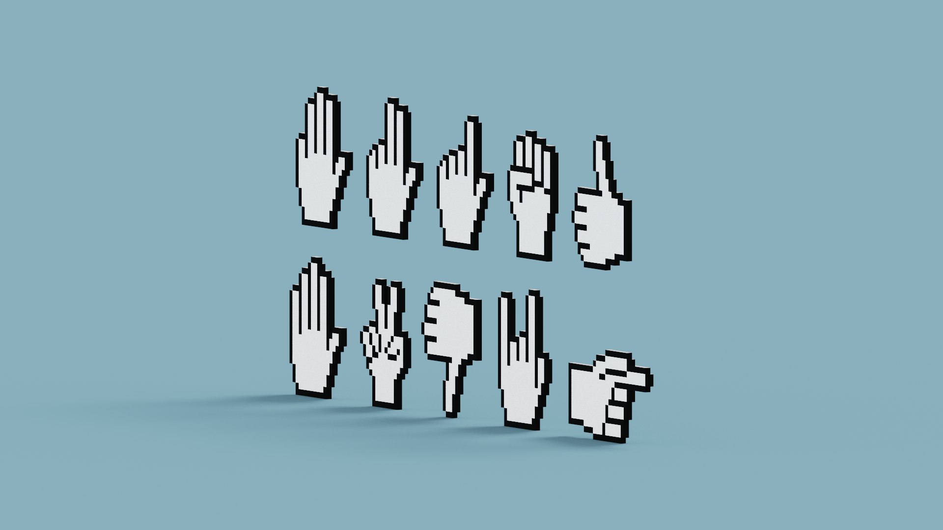 Pixel Hand Icons 3D Model - TurboSquid 2026546