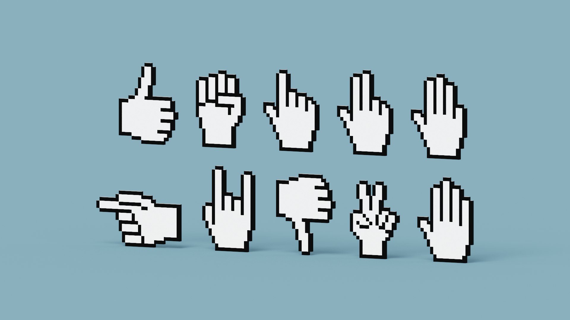 Pixel Hand Icons 3D Model - TurboSquid 2026546
