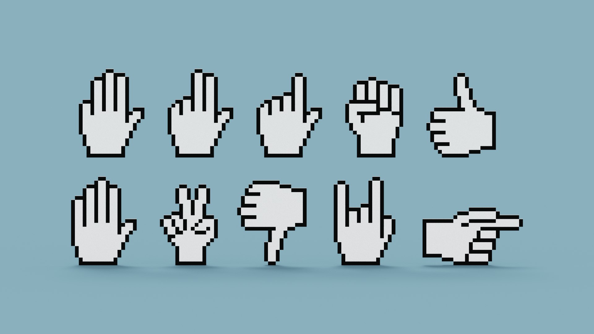 Pixel Hand Icons 3D Model - TurboSquid 2026546