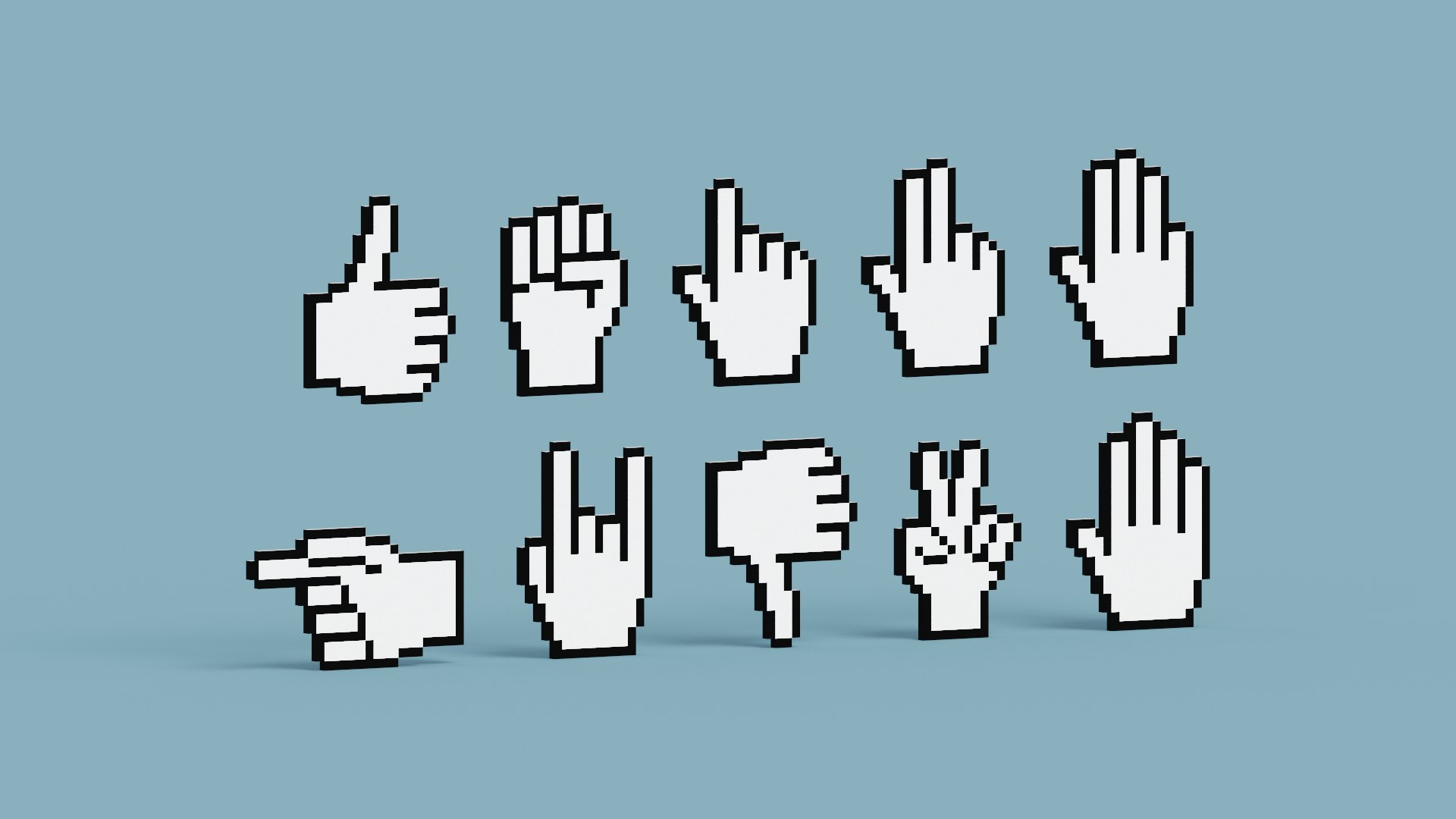 Pixel Hand Icons 3D Model - TurboSquid 2026546