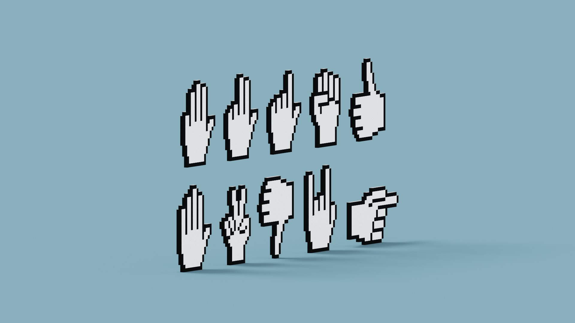 Pixel Hand Icons 3D Model - TurboSquid 2026546