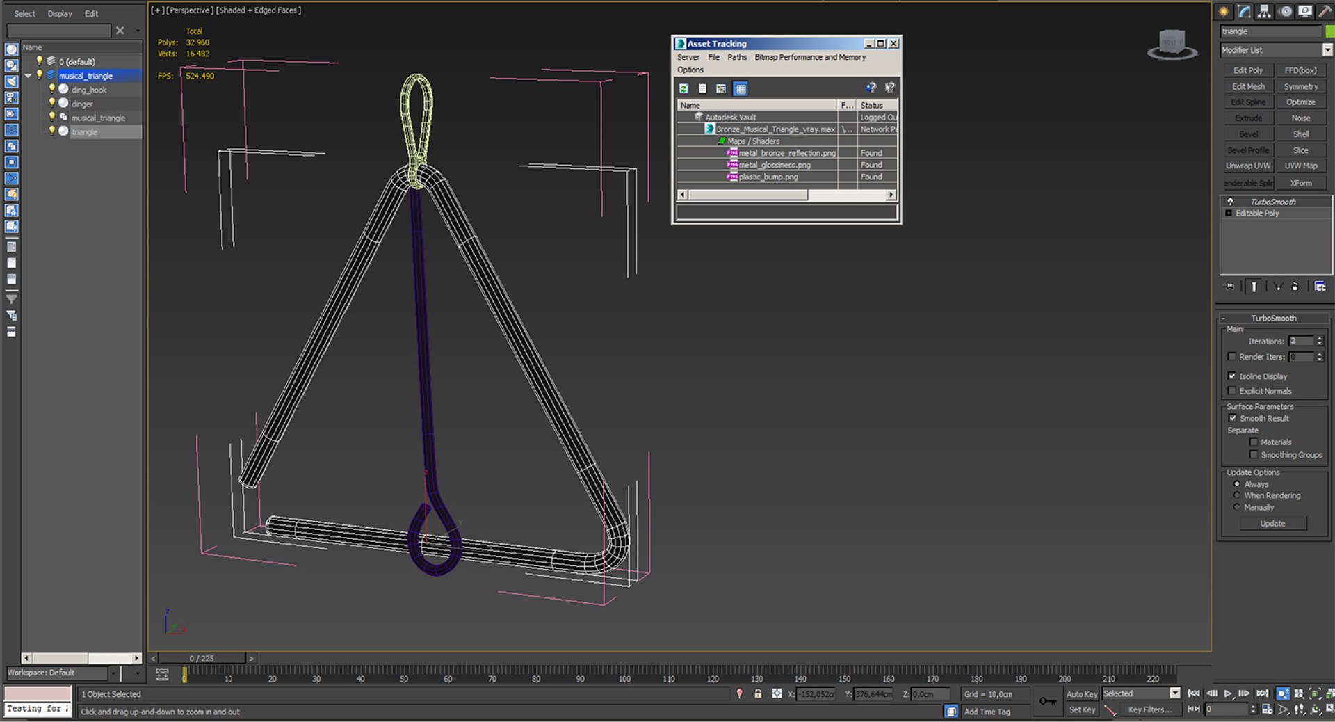 3D Bronze Musical Triangle - TurboSquid 1418480