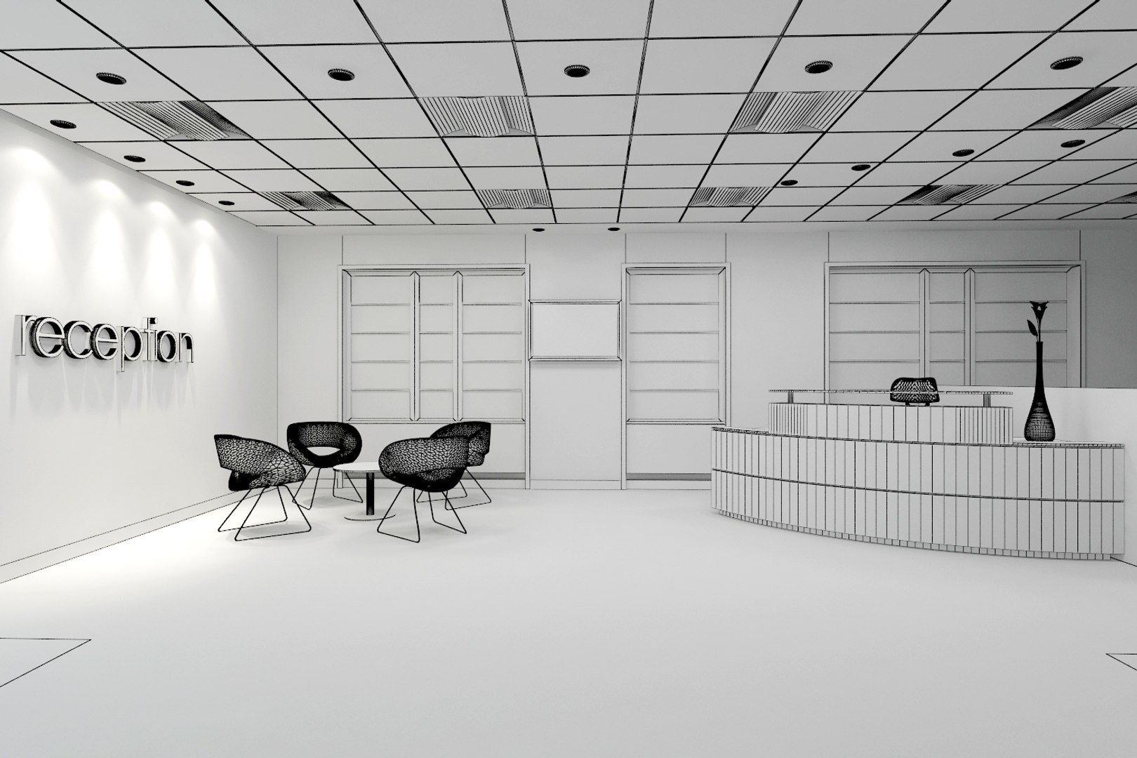 3d Model Complete Office Reception Area