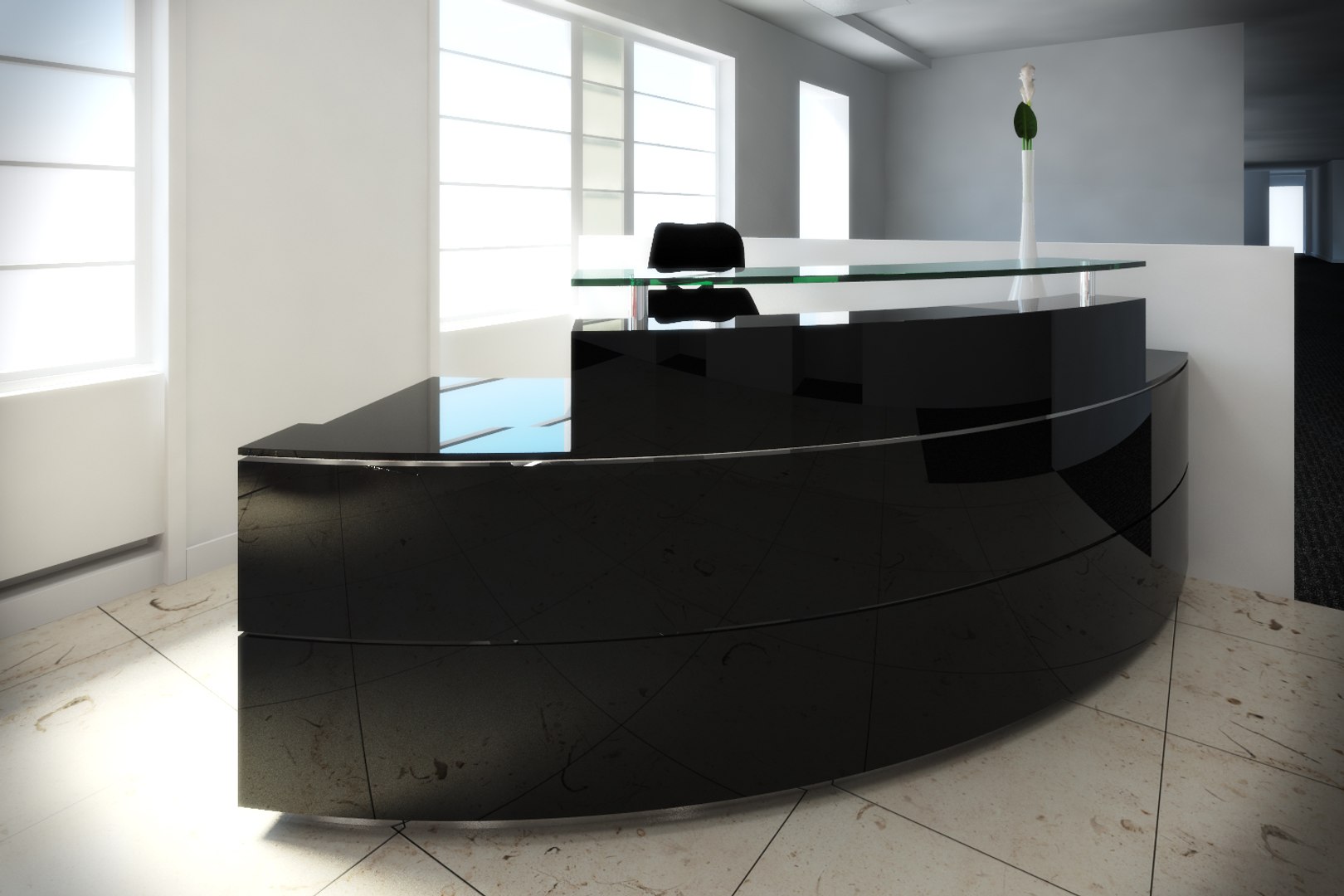 3d Model Complete Office Reception Area