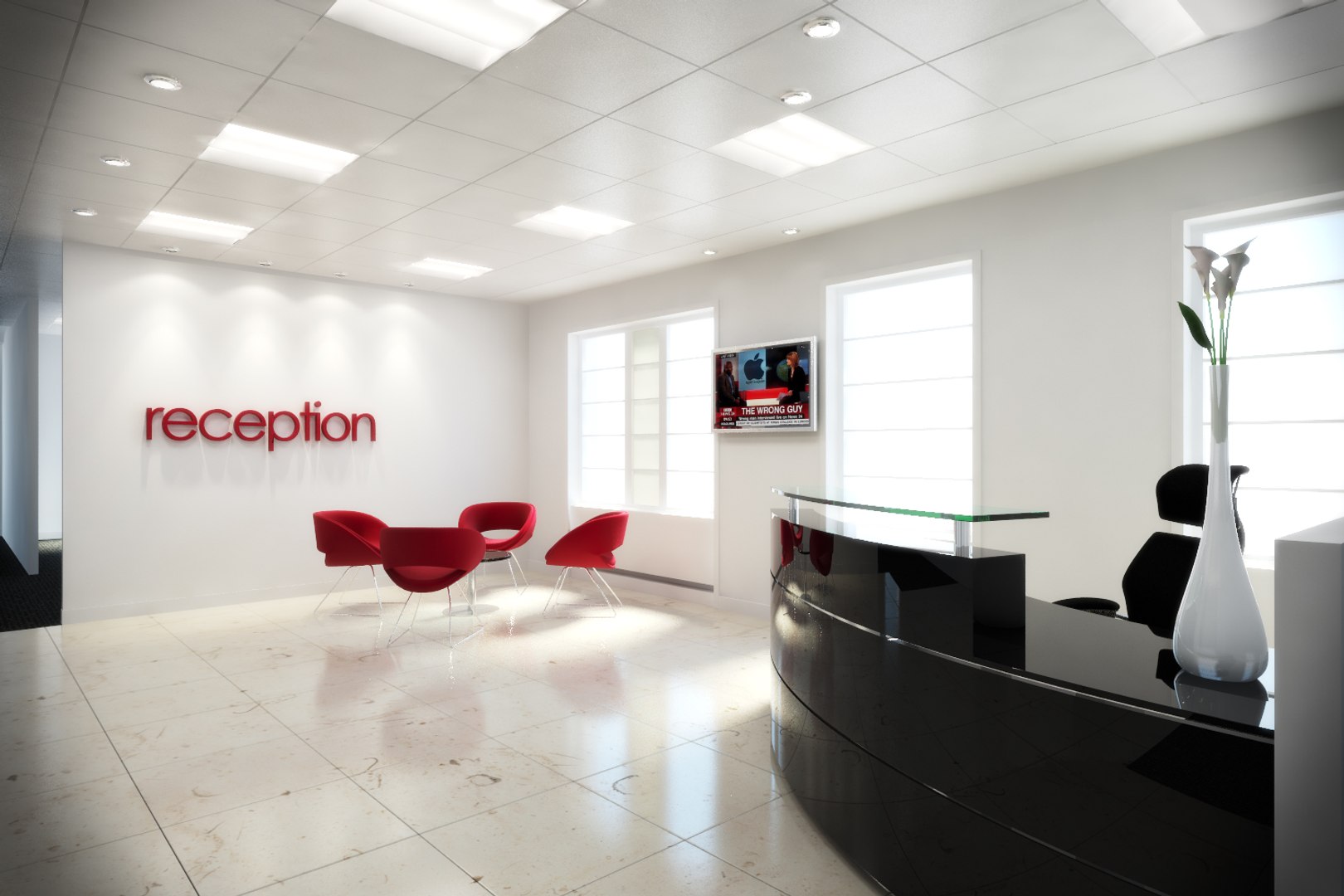 3d Model Complete Office Reception Area