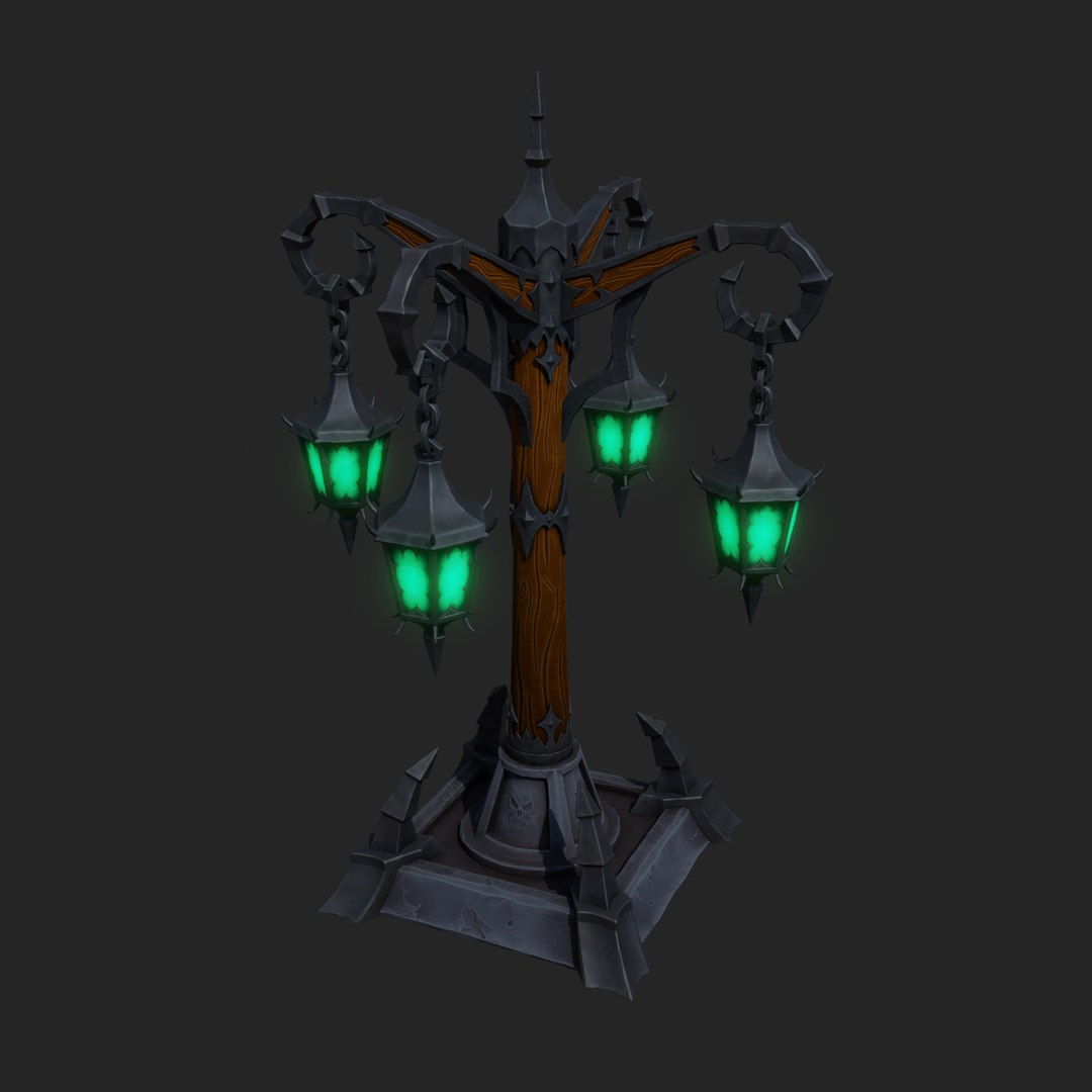 Stylized Lamp Post With 5 Lights 3D - TurboSquid 2090589