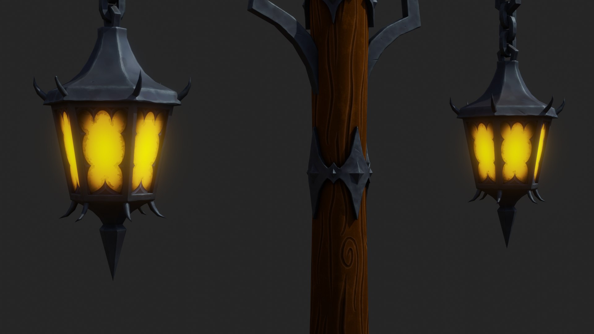 Stylized Lamp Post With 5 Lights 3D - TurboSquid 2090589