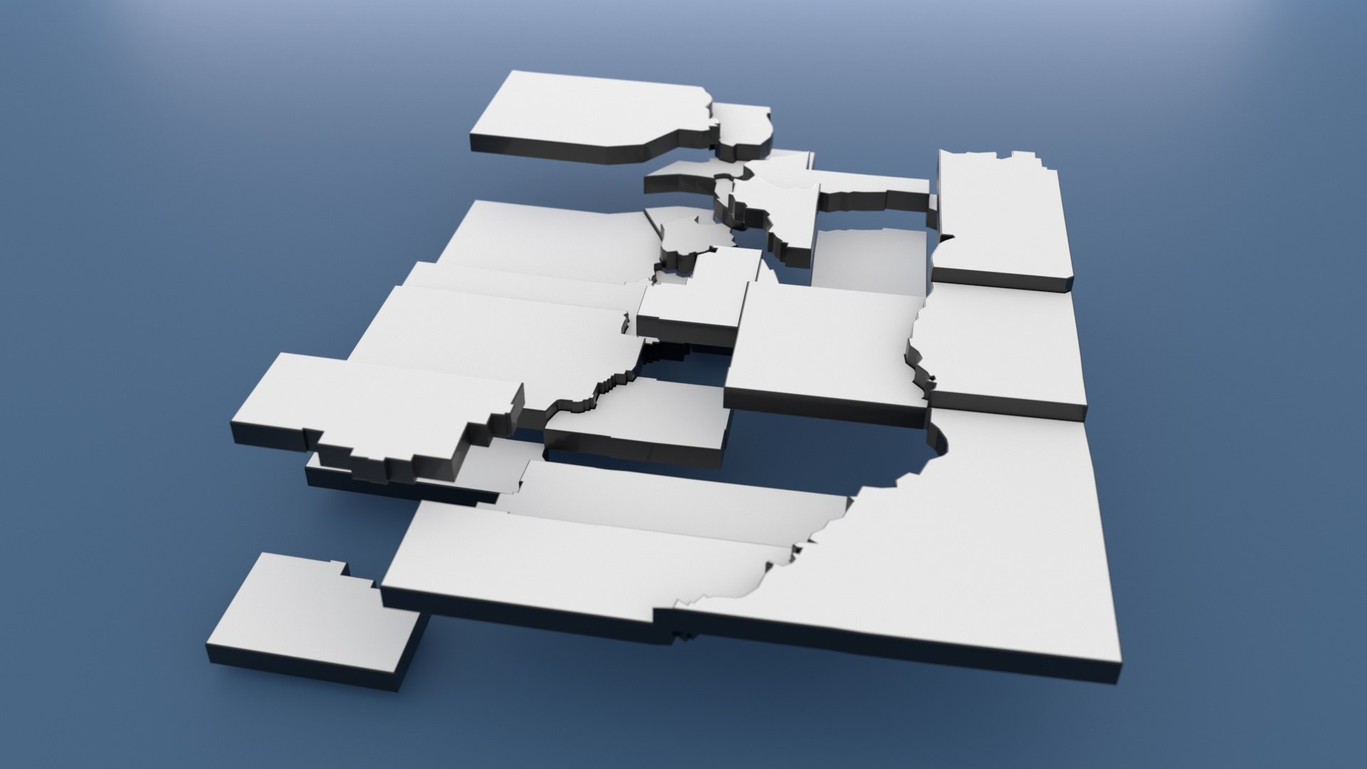 Utah Counties - Map Of United States Of America USA 3D Model ...
