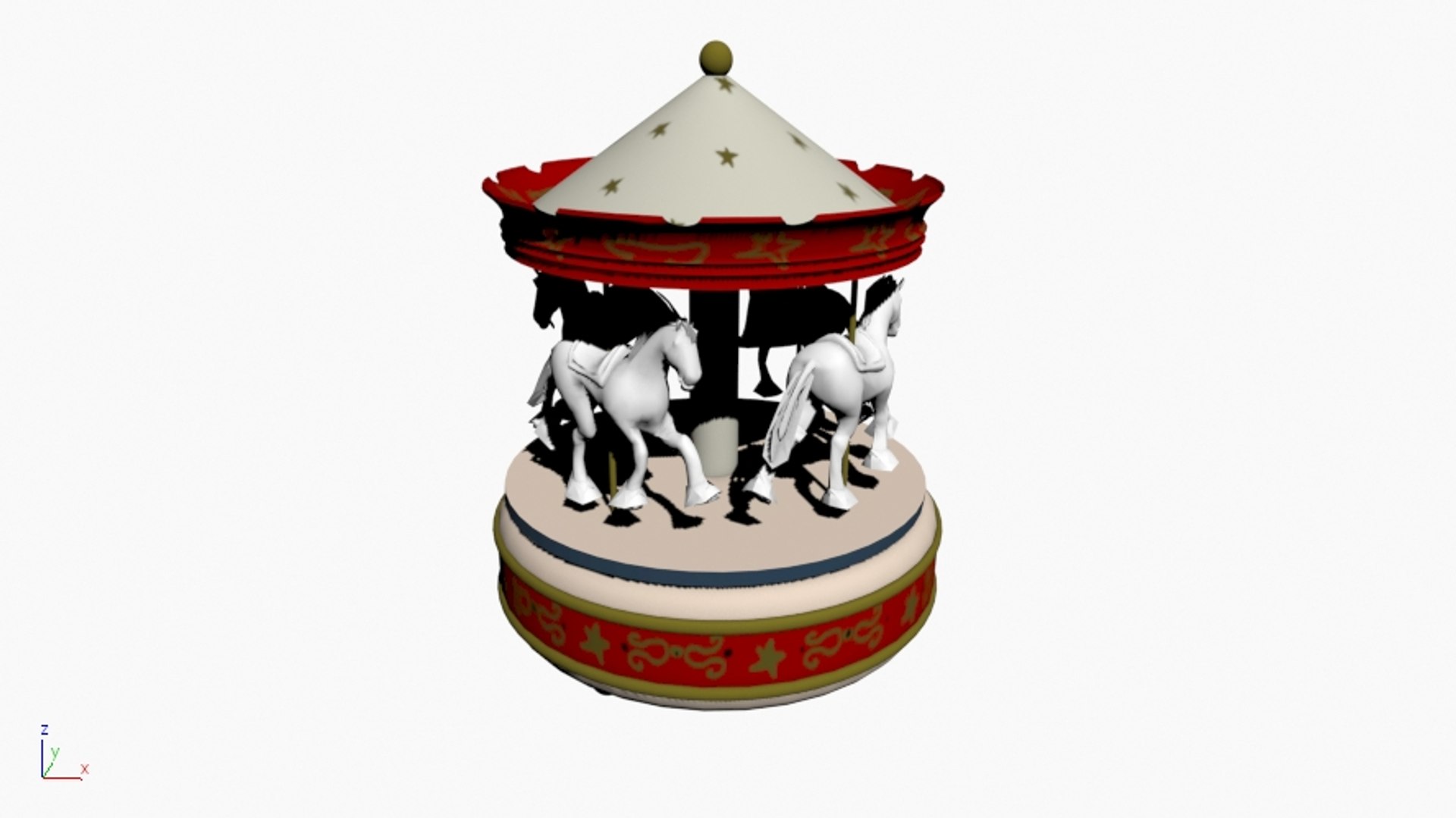 3d old carousel toy model