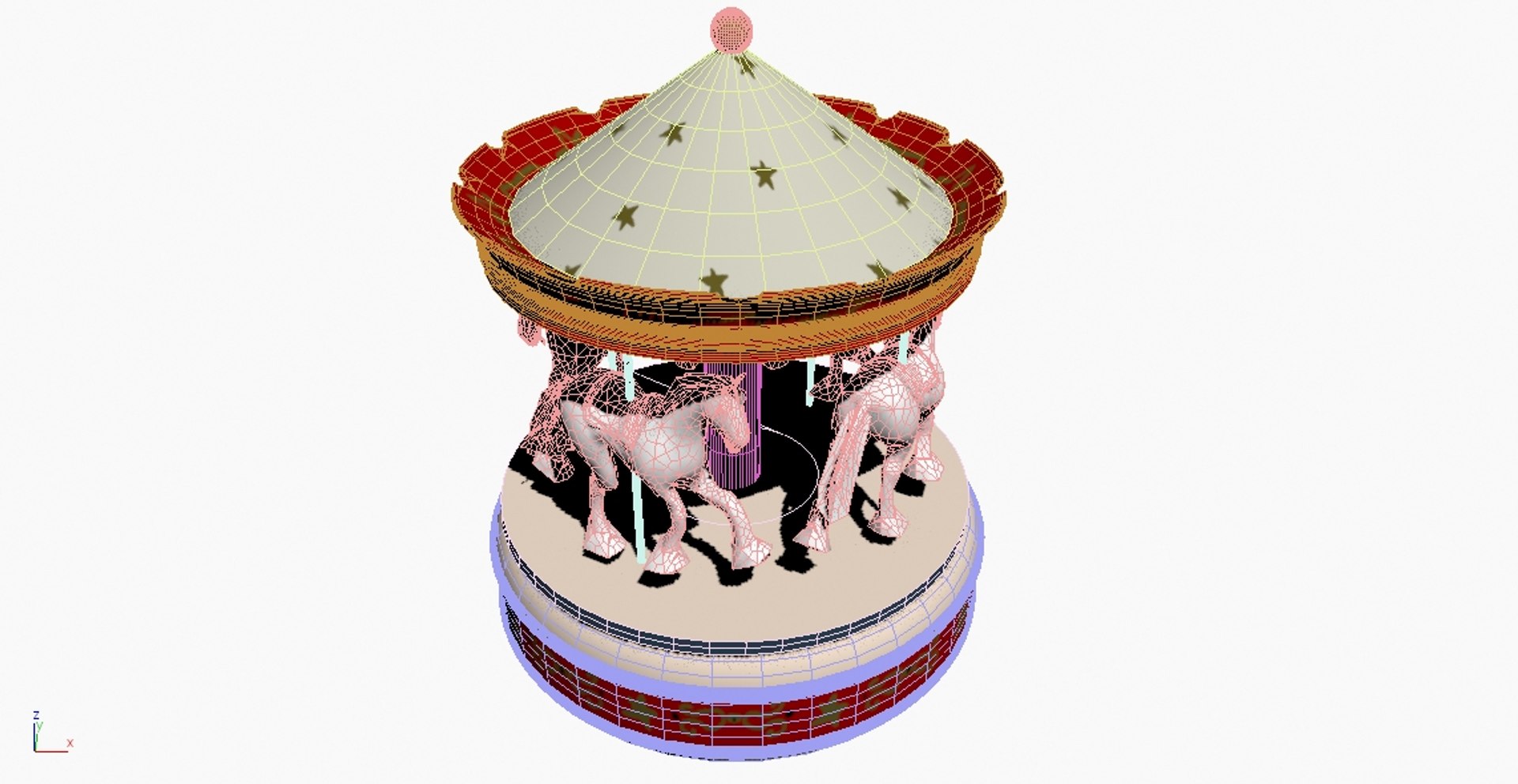 3d old carousel toy model