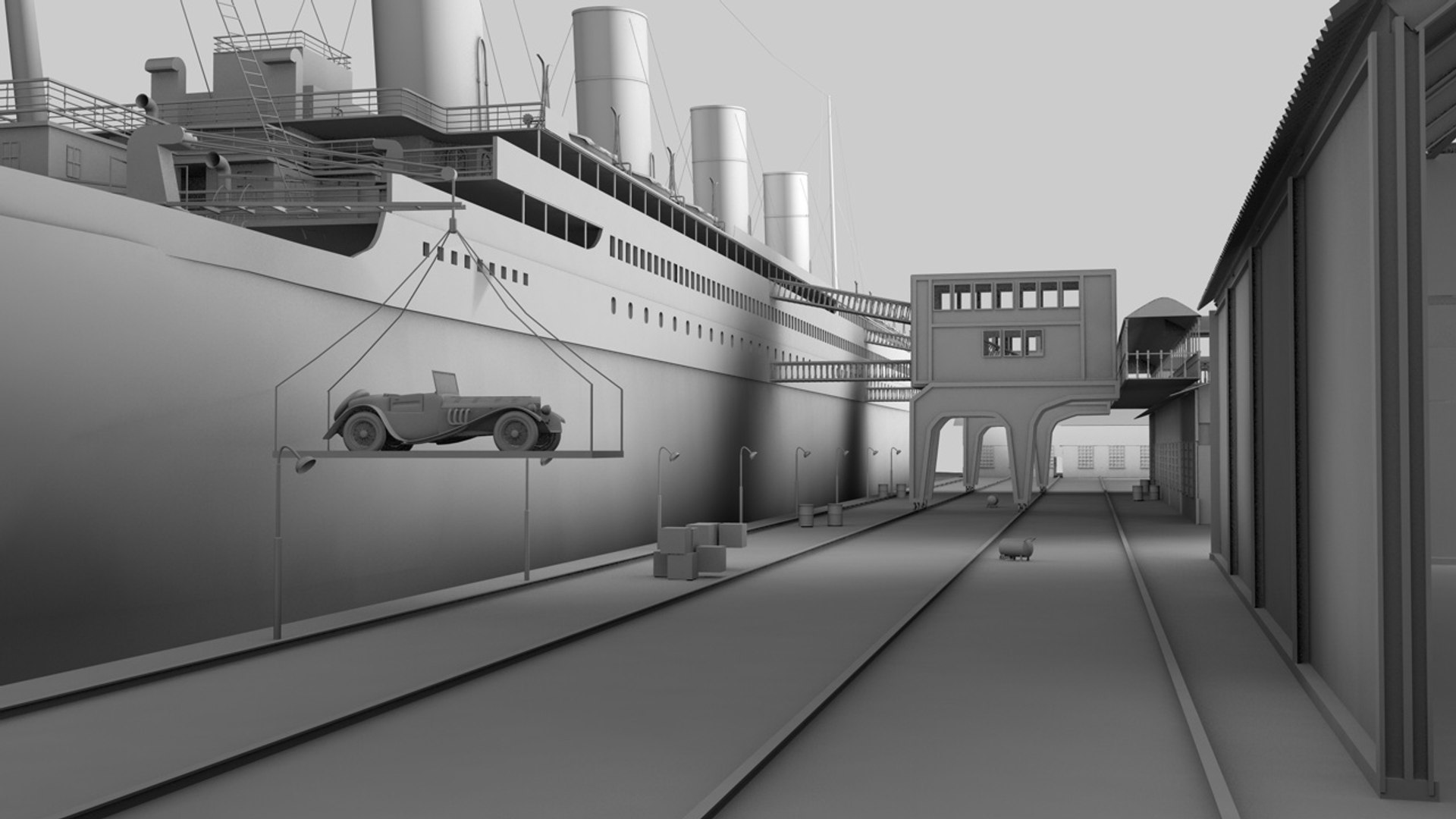 Titanic Port Scene C4d
