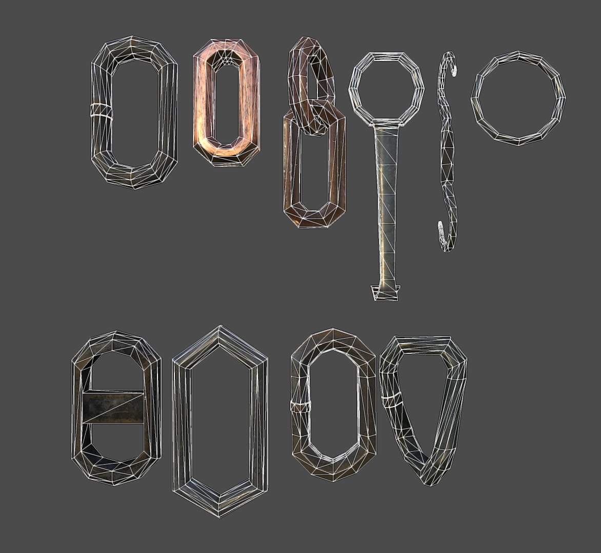 3d Set 10 Chains Ready Model