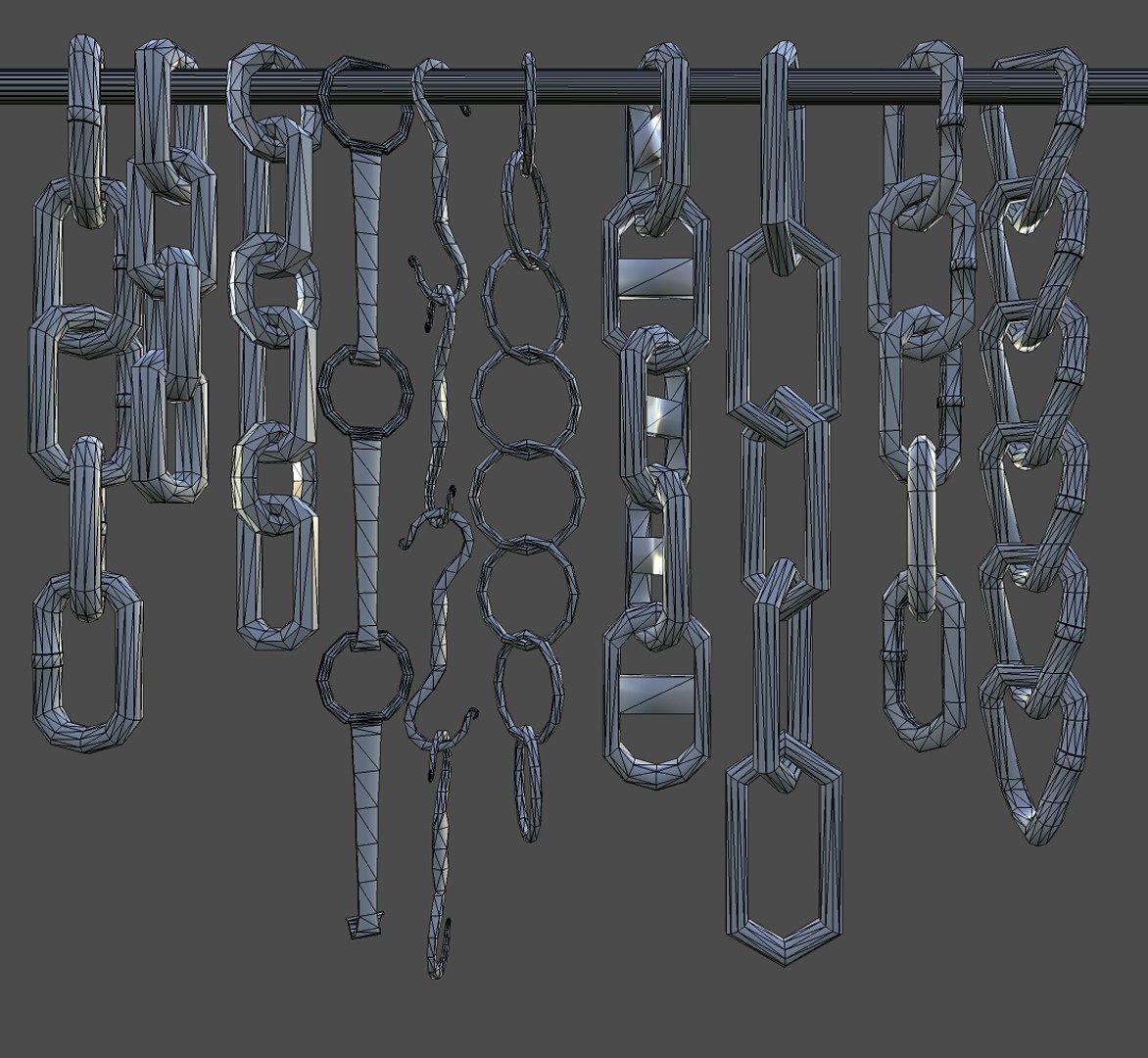 3d Set 10 Chains Ready Model