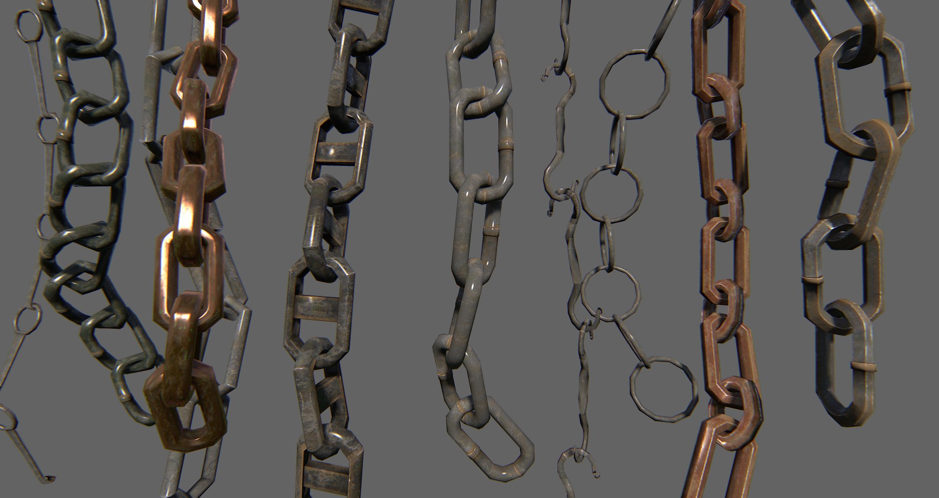3d Set 10 Chains Ready Model
