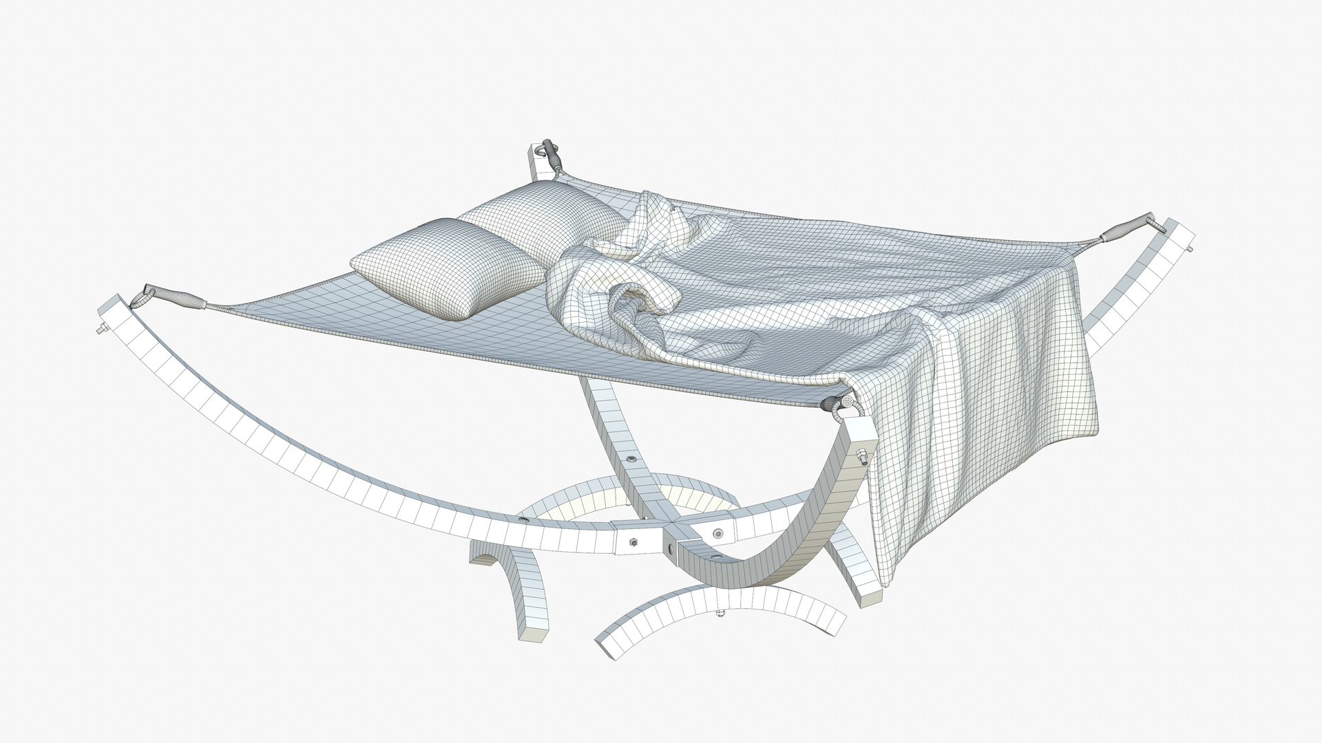 Double Timber Hammock Bed Square 3D Model - TurboSquid 1830314