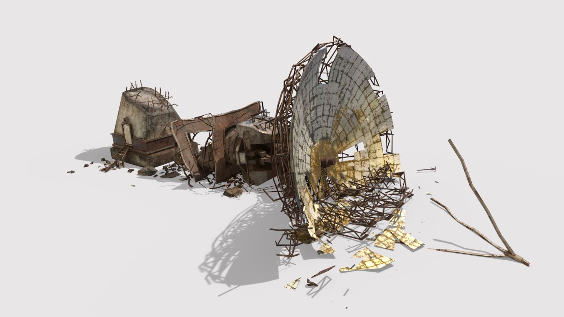Destroyed Radar-Satellite Dish 3D Model - TurboSquid 2096671