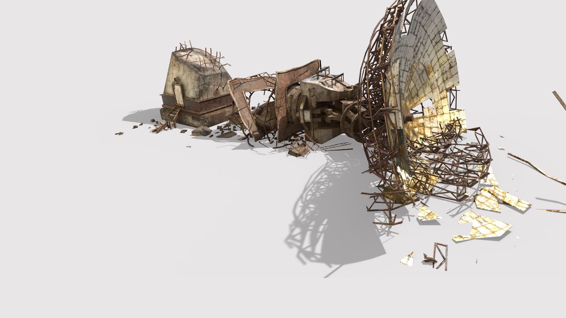 Destroyed Radar-Satellite Dish 3D Model - TurboSquid 2096671