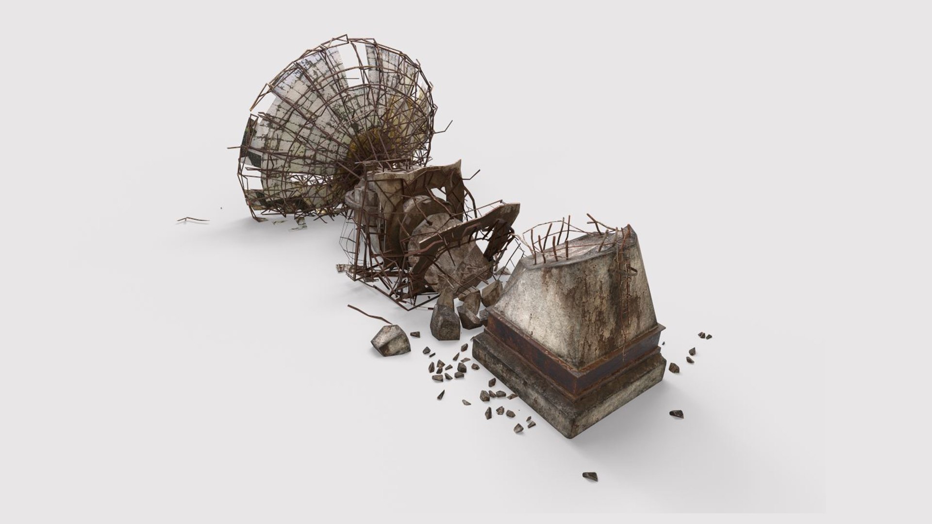 Destroyed Radar-Satellite Dish 3D Model - TurboSquid 2096671