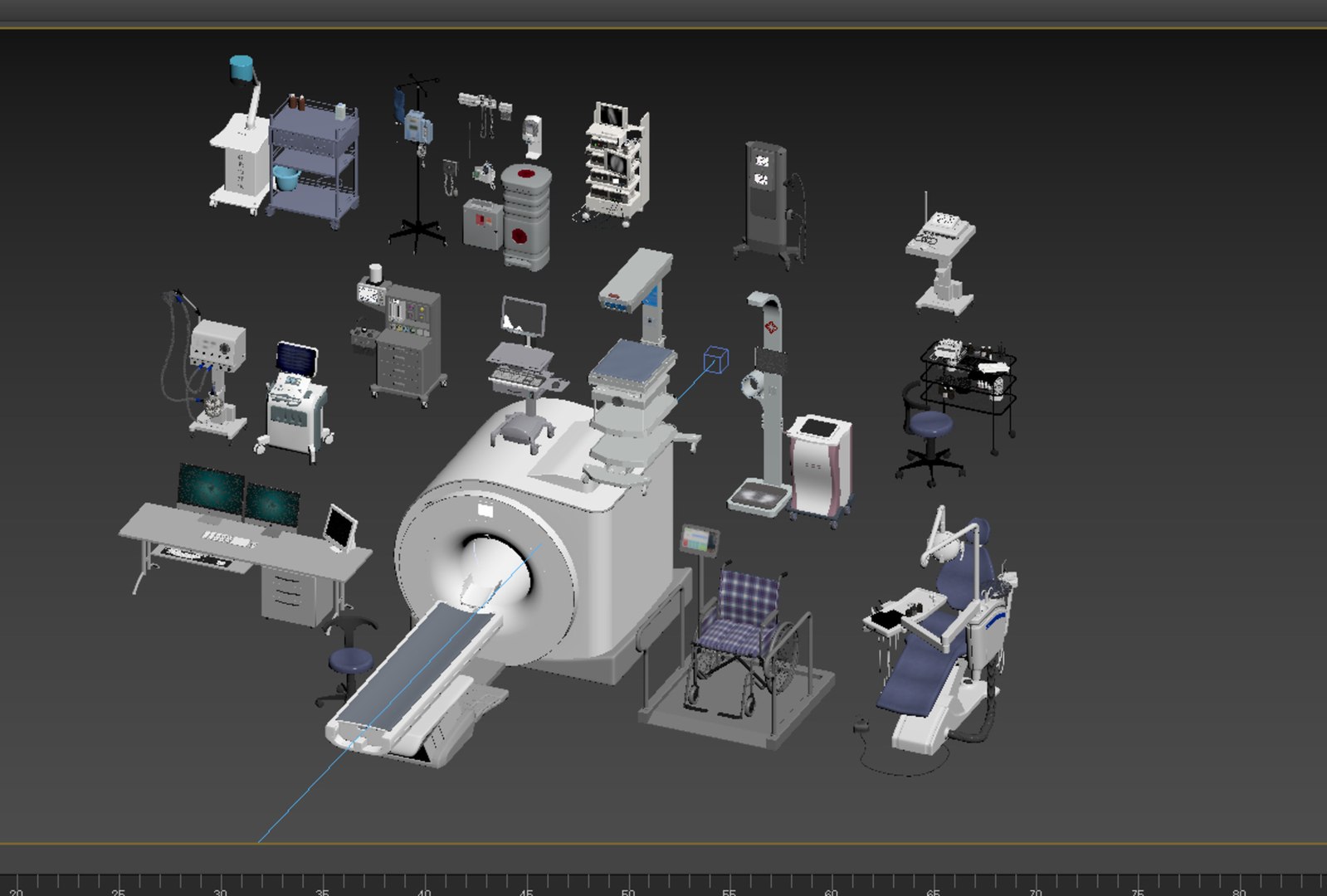 3D Model Medical Equipment Medical Table Medical CT Scanner Monitor ...