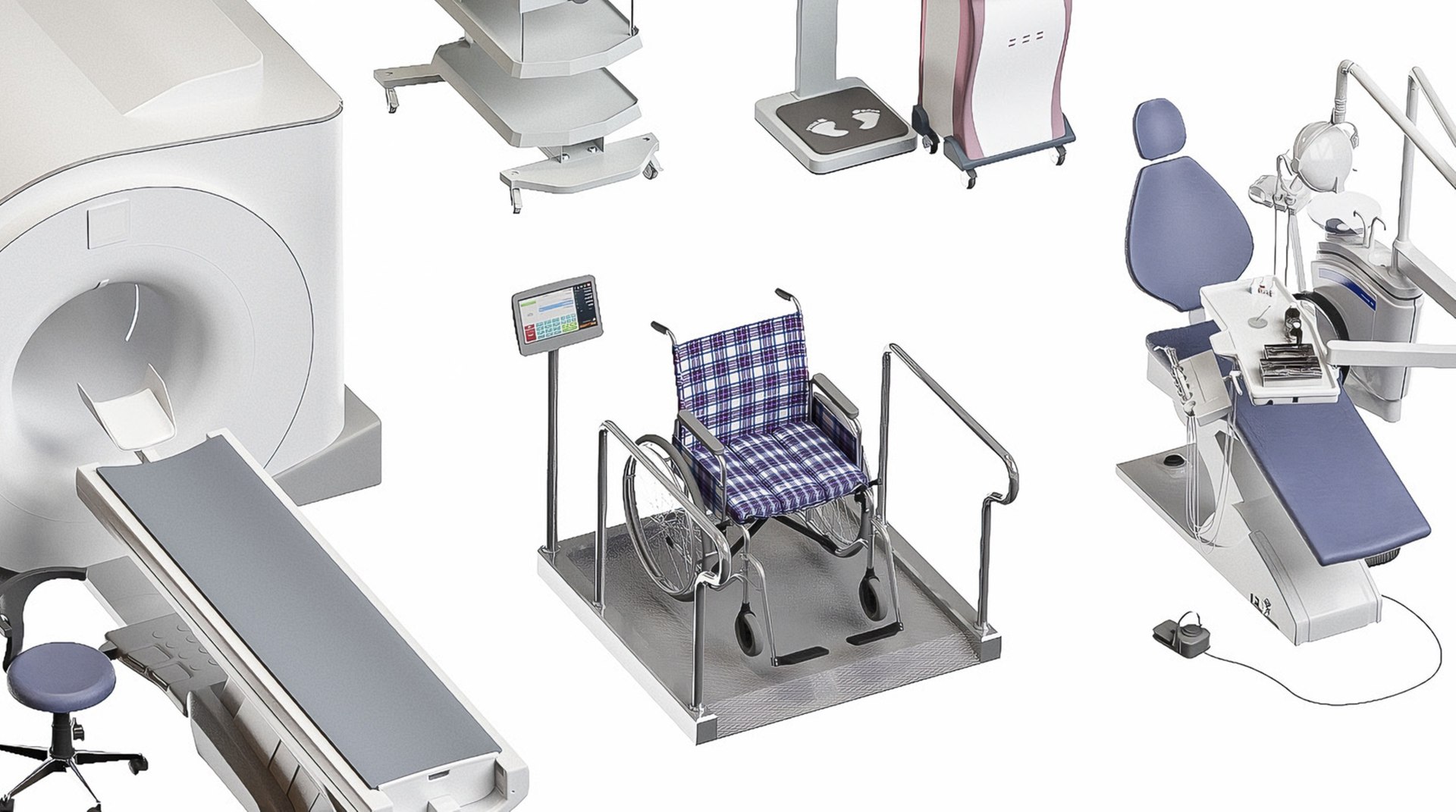 3D Model Medical Equipment Medical Table Medical CT Scanner Monitor ...