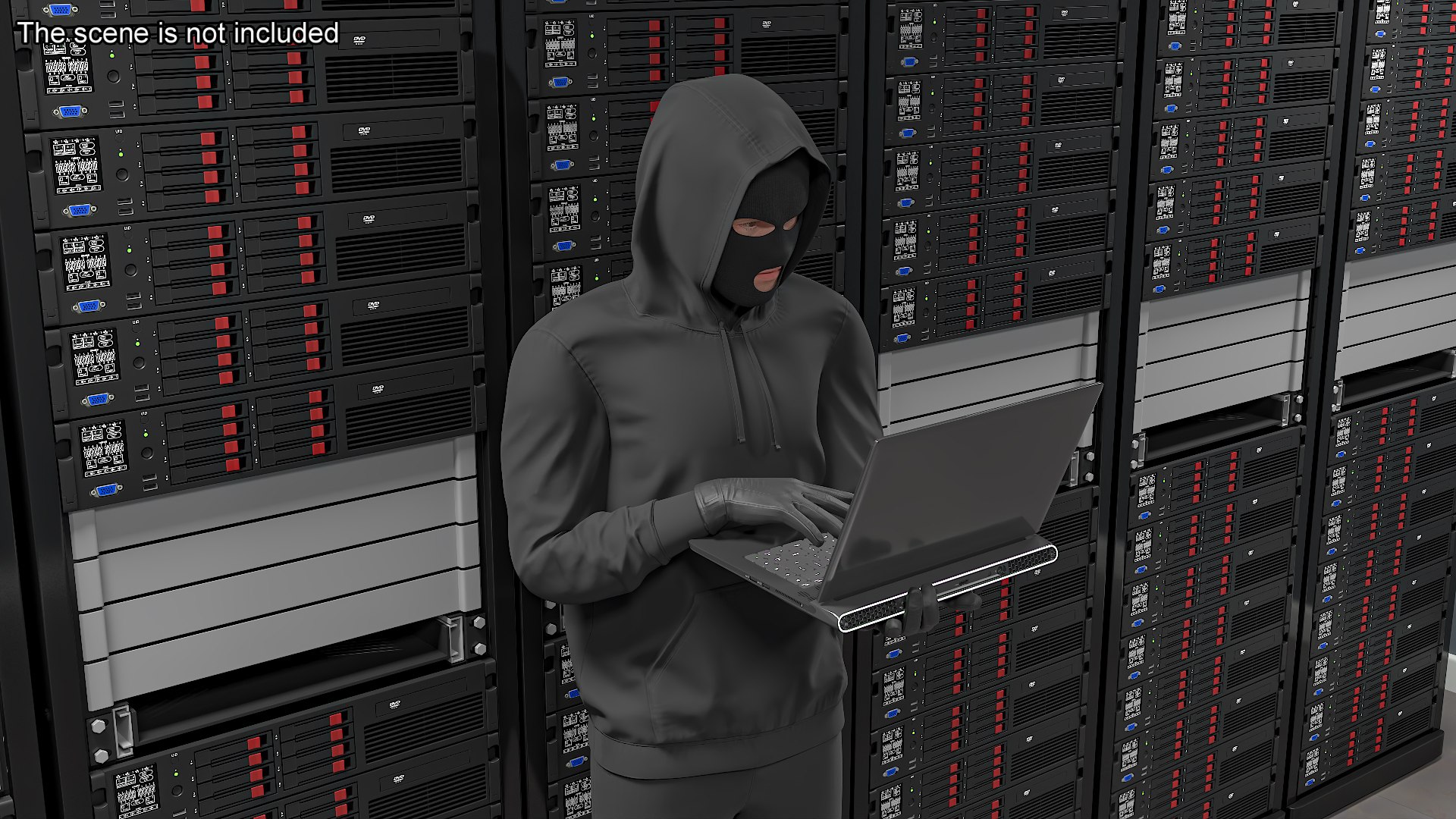 3D Hooded Hacker Character Holding Laptop - TurboSquid 2328290