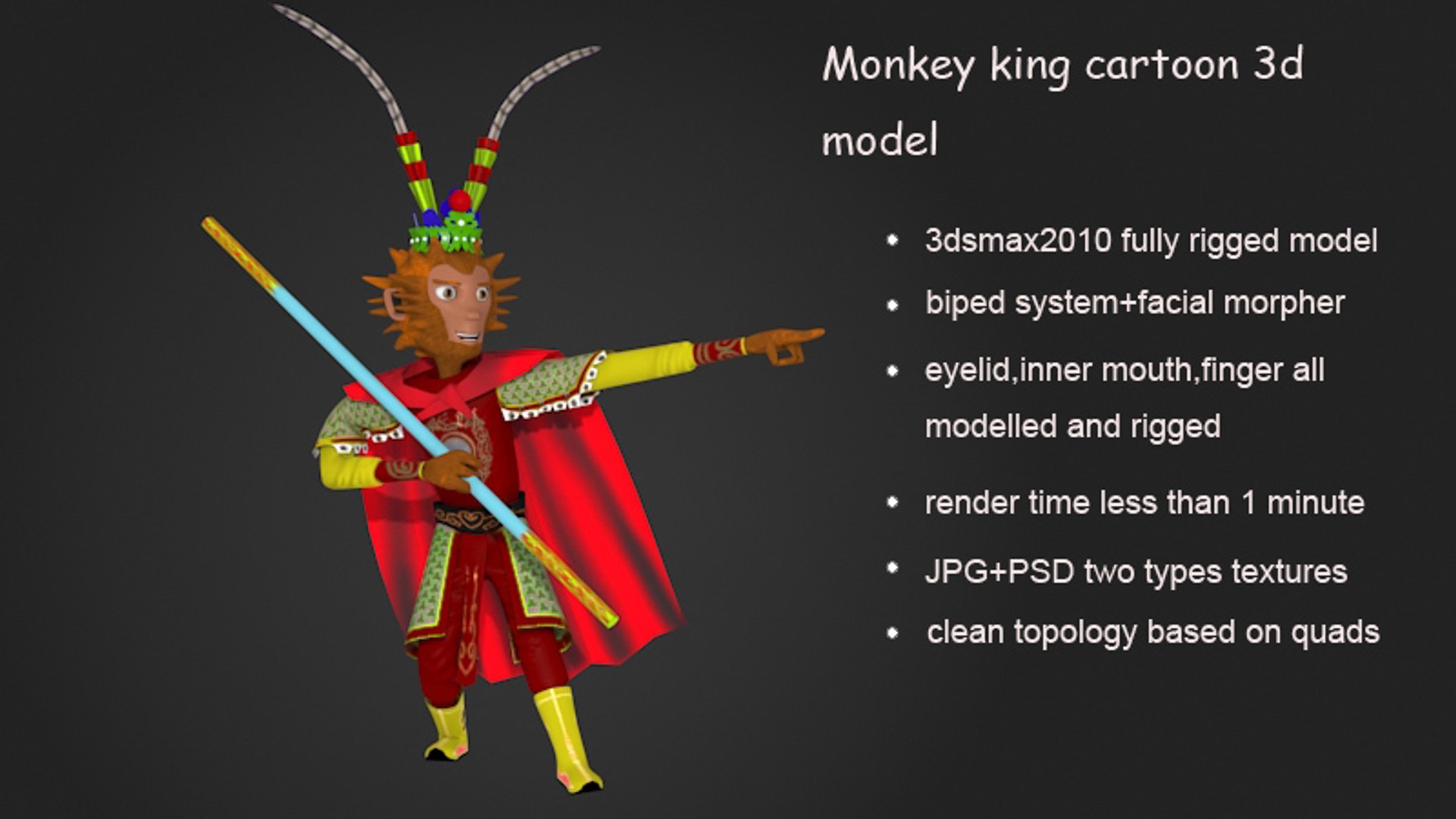3D cartoon monkey king modelled - TurboSquid 1617011