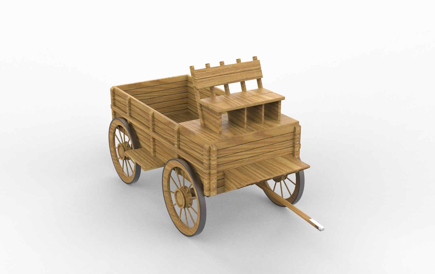 3D Old Wooden Cart 3D Model - TurboSquid 2348379