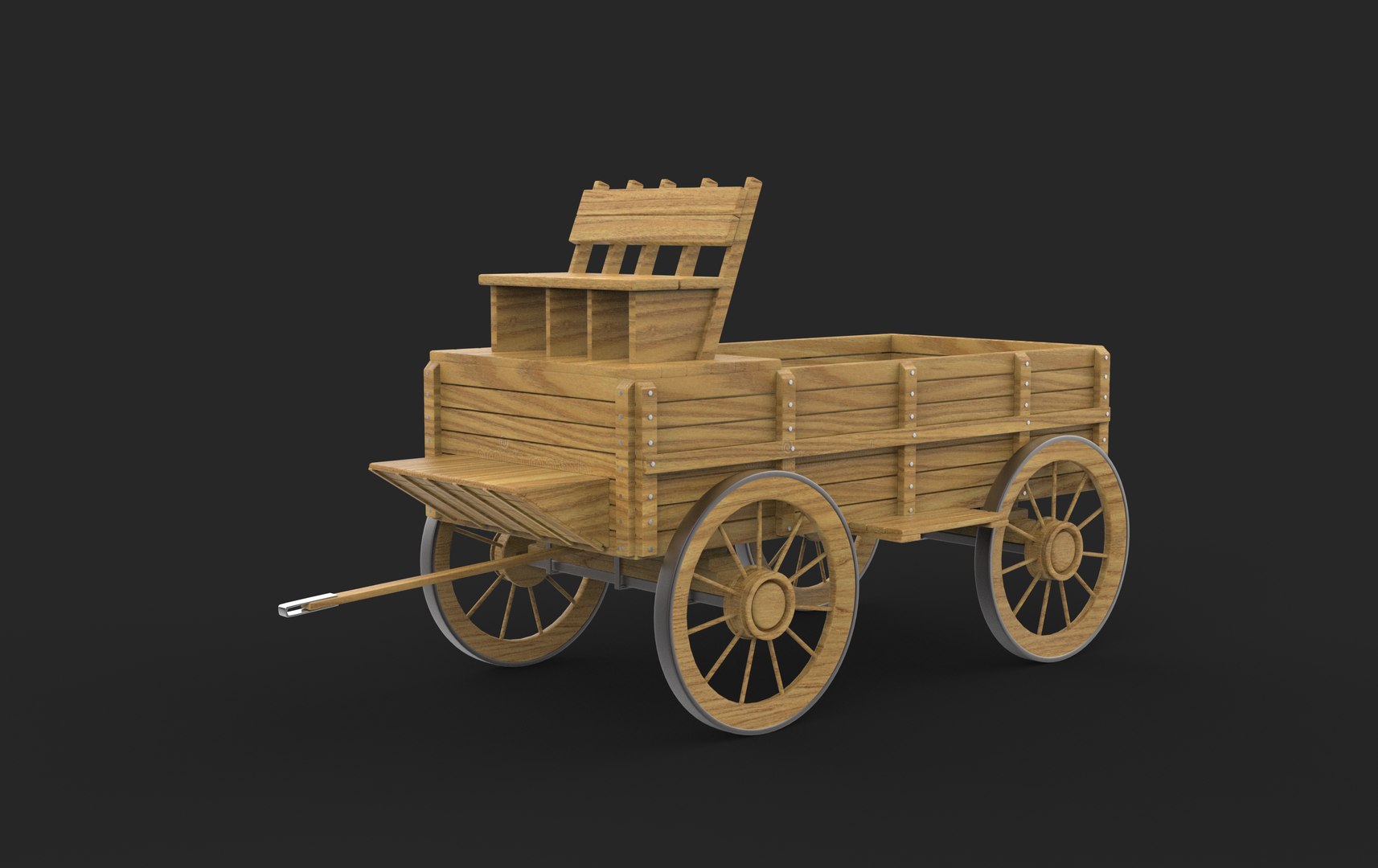 3D Old Wooden Cart 3D Model - TurboSquid 2348379