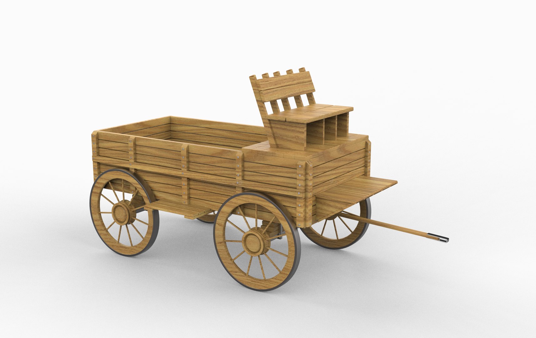 3D Old Wooden Cart 3D Model - TurboSquid 2348379