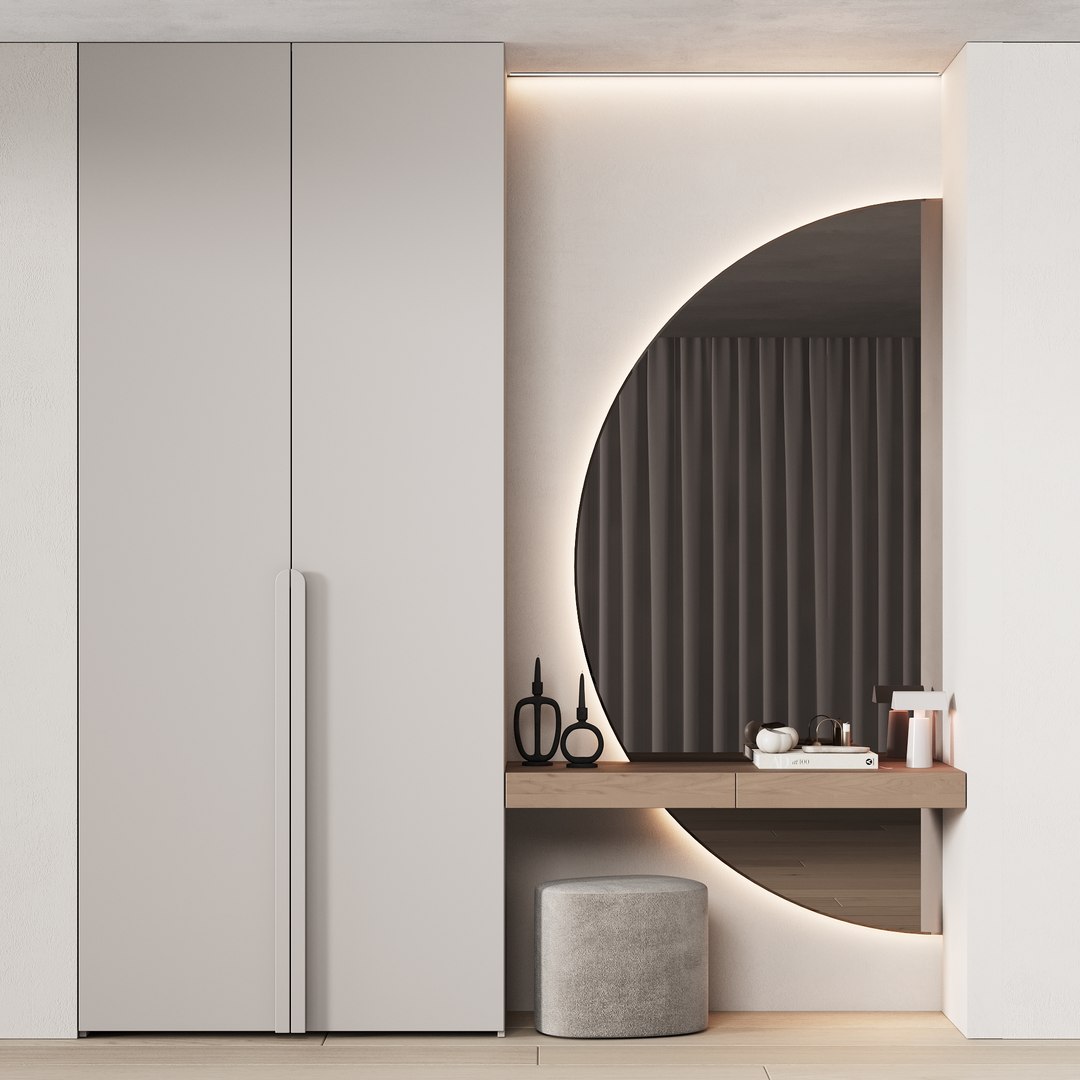 537 Hallway Zone 13 Half Round Mirror 02 3D - TurboSquid 2309660