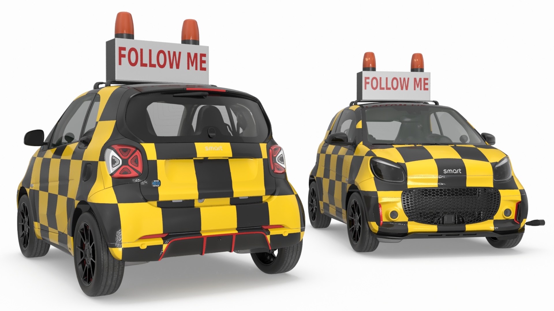 Smart Car Follow Me Airport Vehicle Simplified Model - TurboSquid 2323164