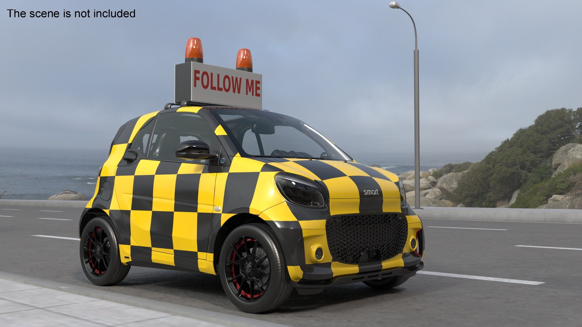 Smart Car Follow Me Airport Vehicle Simplified Model - TurboSquid 2323164