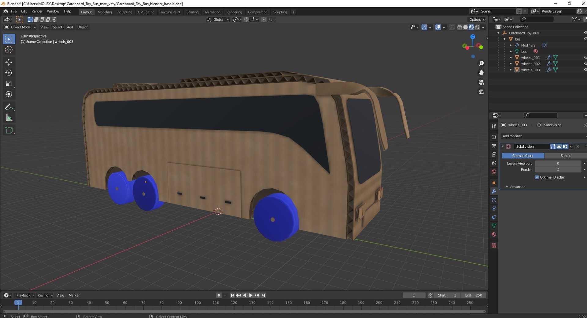 3D Model Cardboard Toy Bus - TurboSquid 2216633