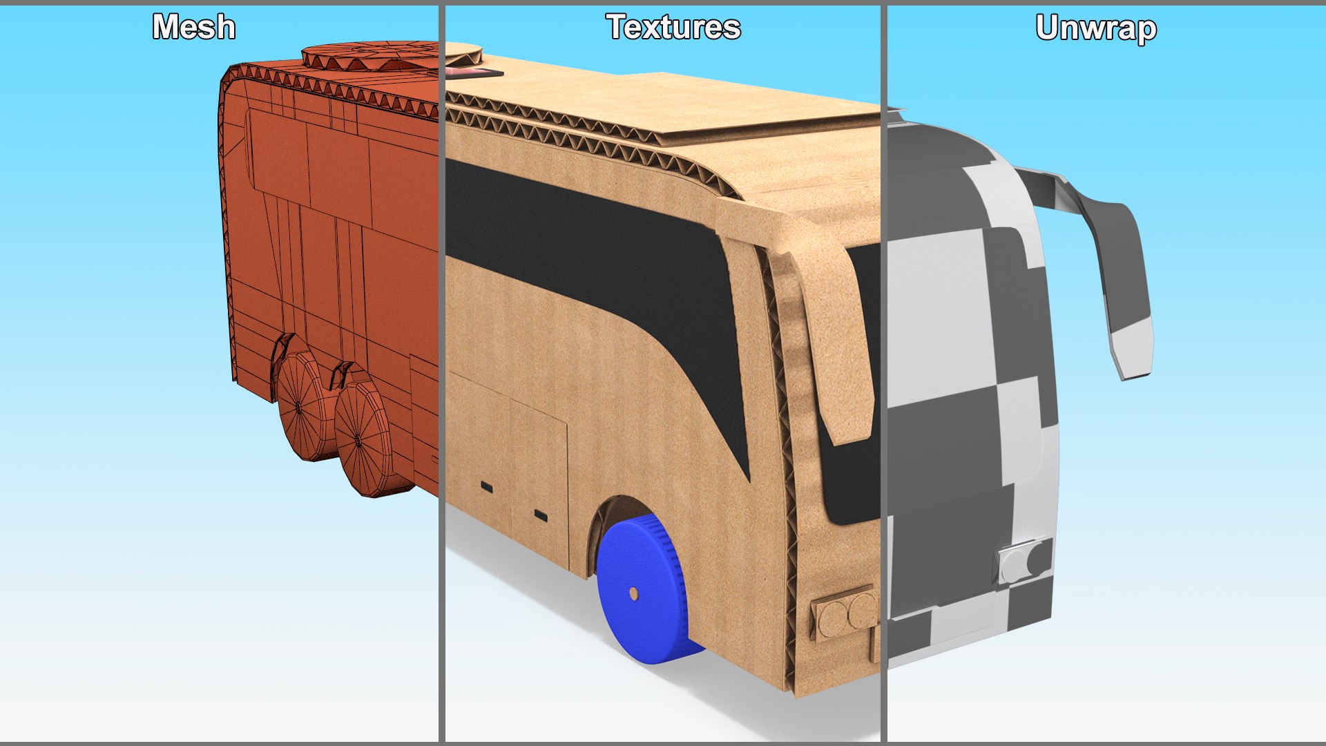 3D Model Cardboard Toy Bus - TurboSquid 2216633