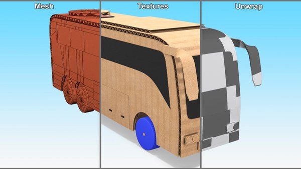 modelo 3d Autobús de juguete de cartón - TurboSquid 2216633