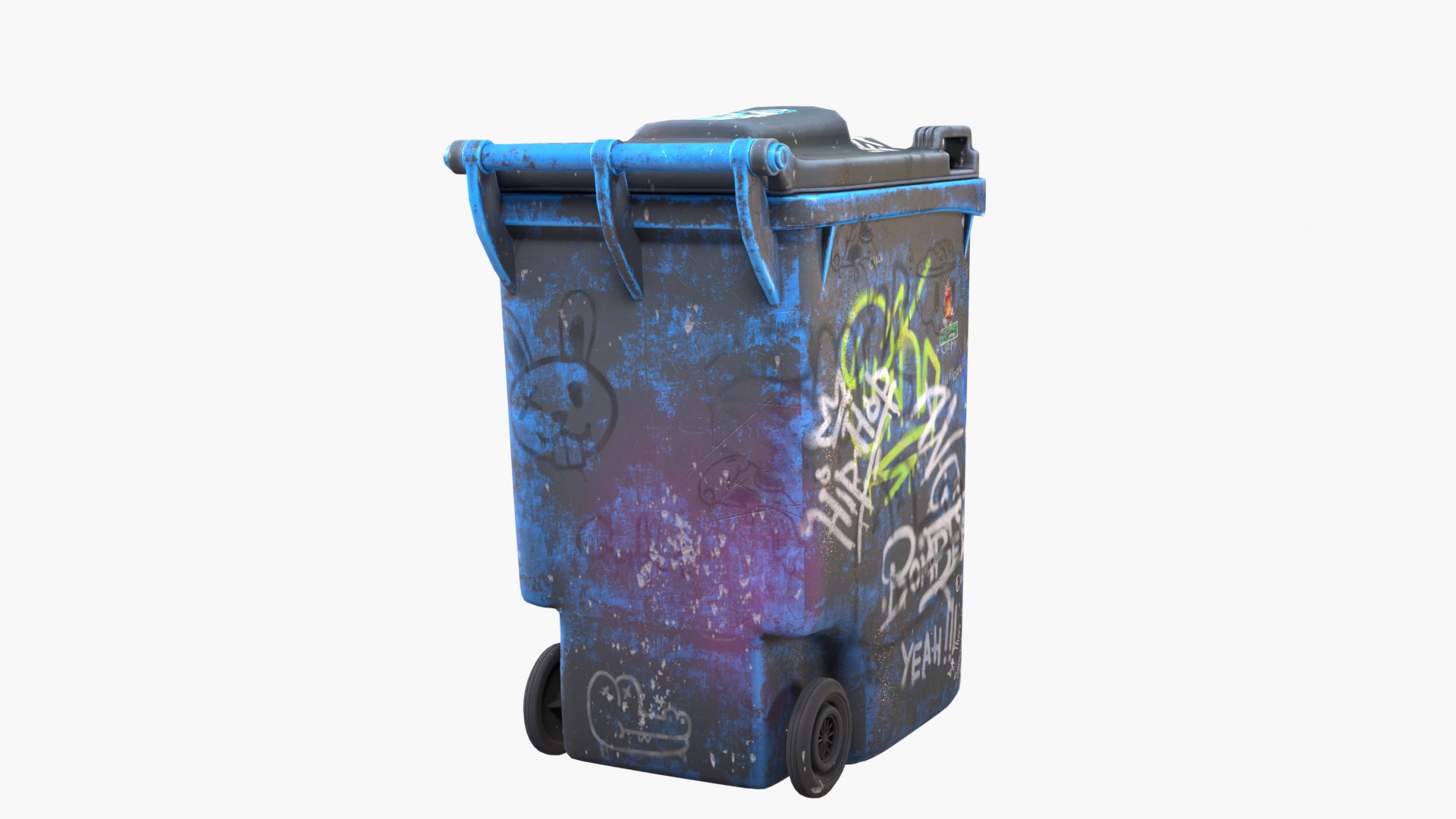 Graffiti Trash Wheelie Bin - PBR 3D Model 3D - TurboSquid 2335281