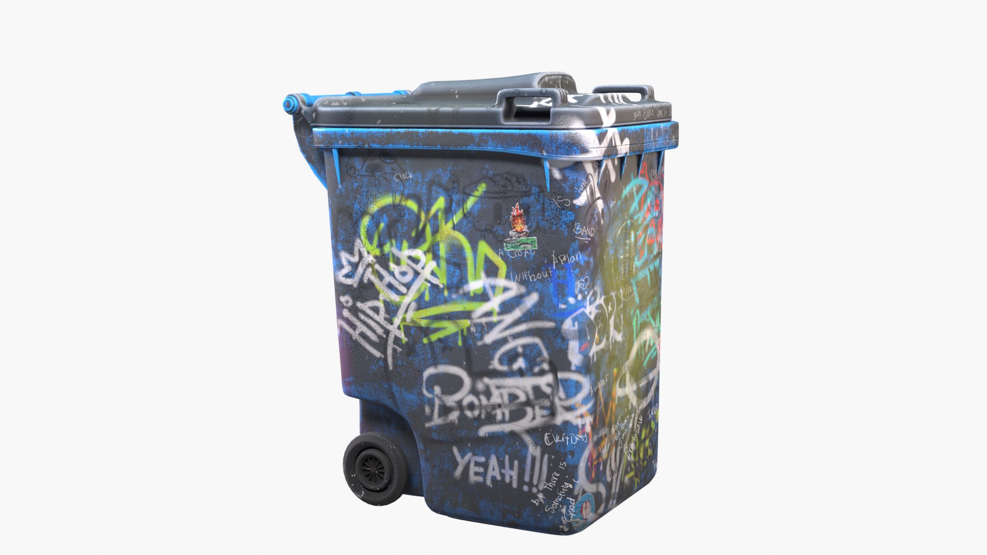 Graffiti Trash Wheelie Bin - PBR 3D Model 3D - TurboSquid 2335281