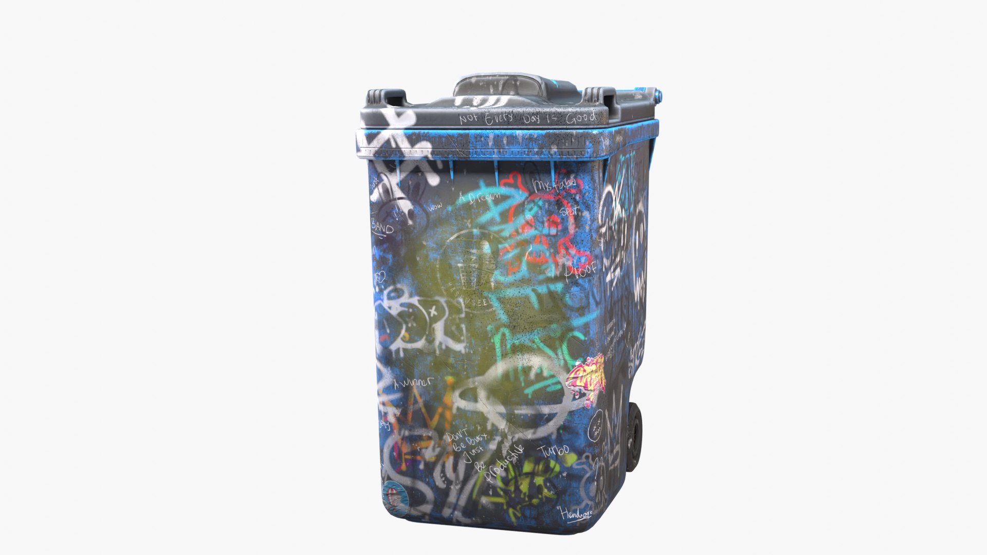 Graffiti Trash Wheelie Bin - PBR 3D Model 3D - TurboSquid 2335281