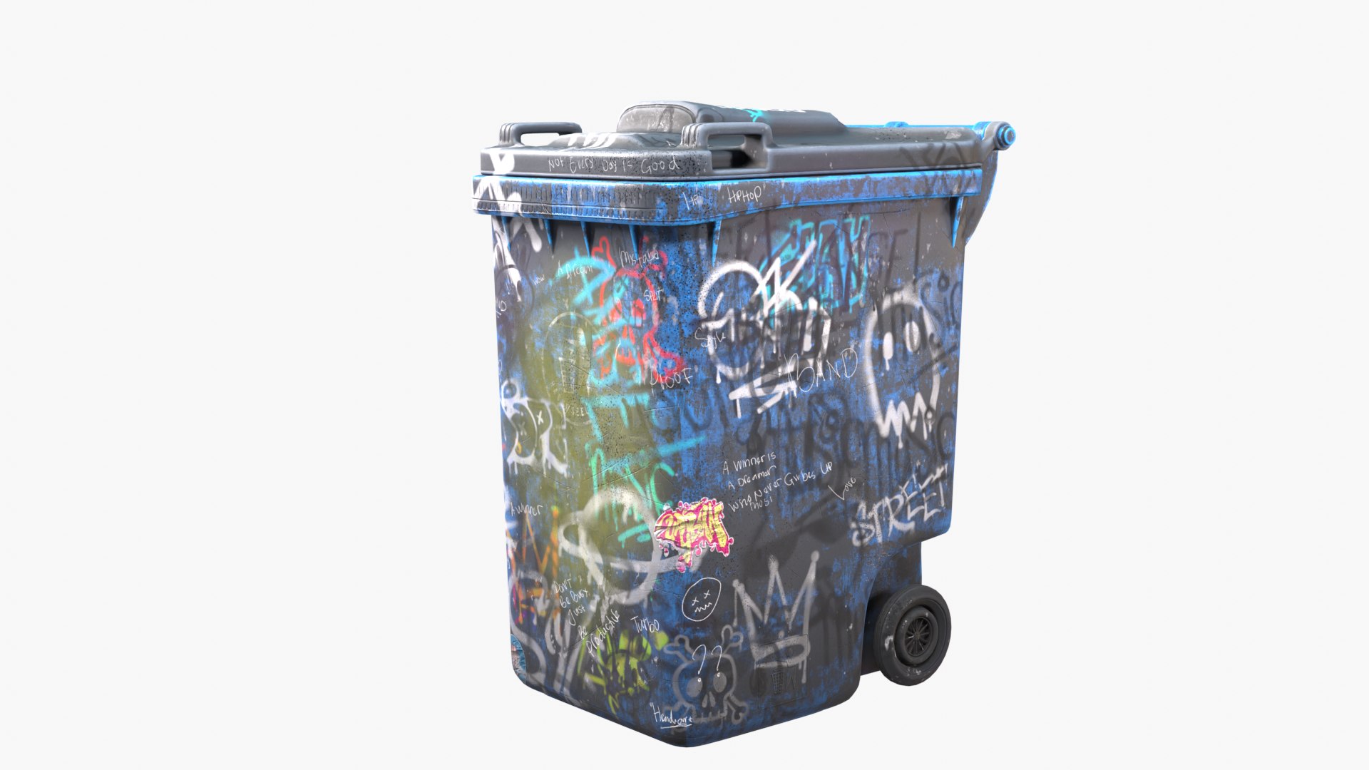 Graffiti Trash Wheelie Bin - PBR 3D Model 3D - TurboSquid 2335281