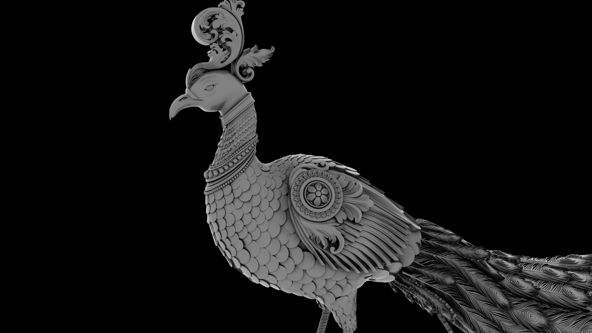 Peacock Peafowl Statue 3D Model - TurboSquid 1941590