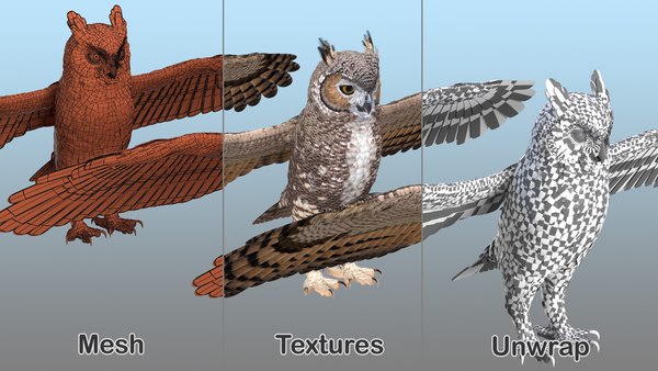 Great horned owl rigged 3D model - TurboSquid 1533728