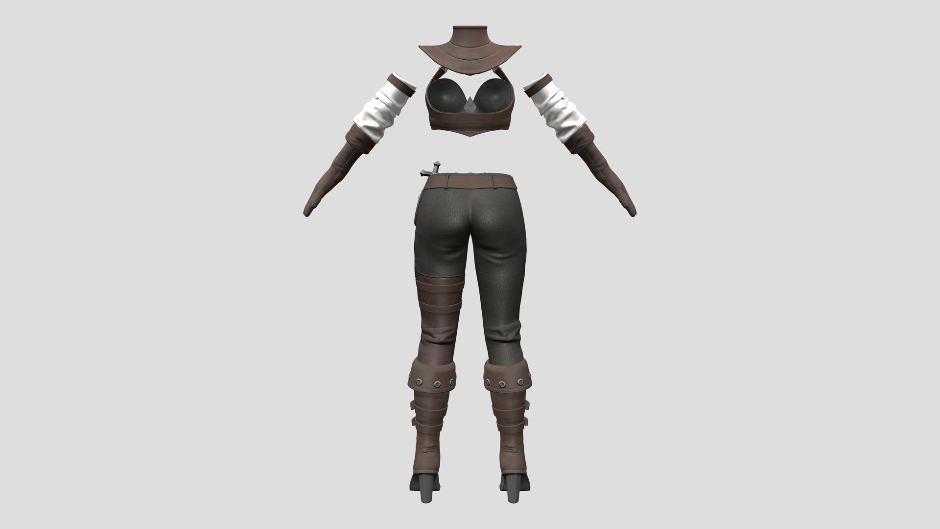 Female Warrior Pants Dagger Boots Top Gloves Outfit Model - TurboSquid ...