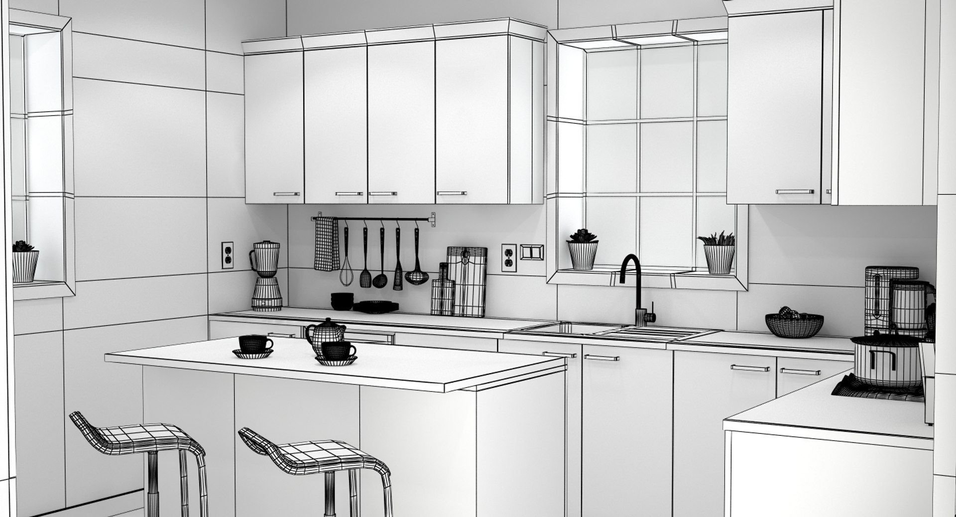 Modern Kitchen Interior Model - TurboSquid 1214766