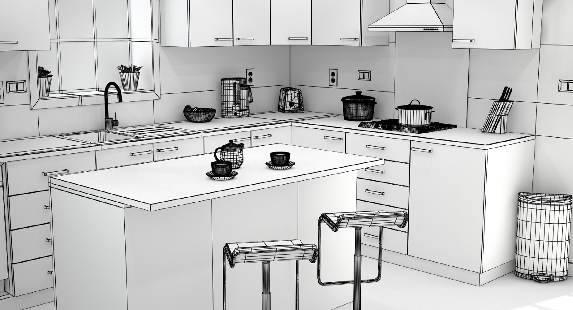Modern Kitchen Interior Model - TurboSquid 1214766